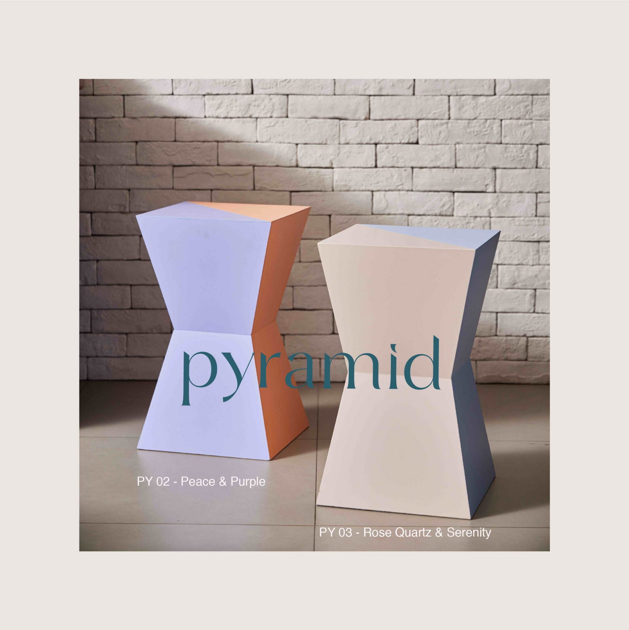 FUERTE.bkkโต๊ะข้างหรือเก้าอี้สตูล รุ่น pyramid Peach & Purple - ThaiPick