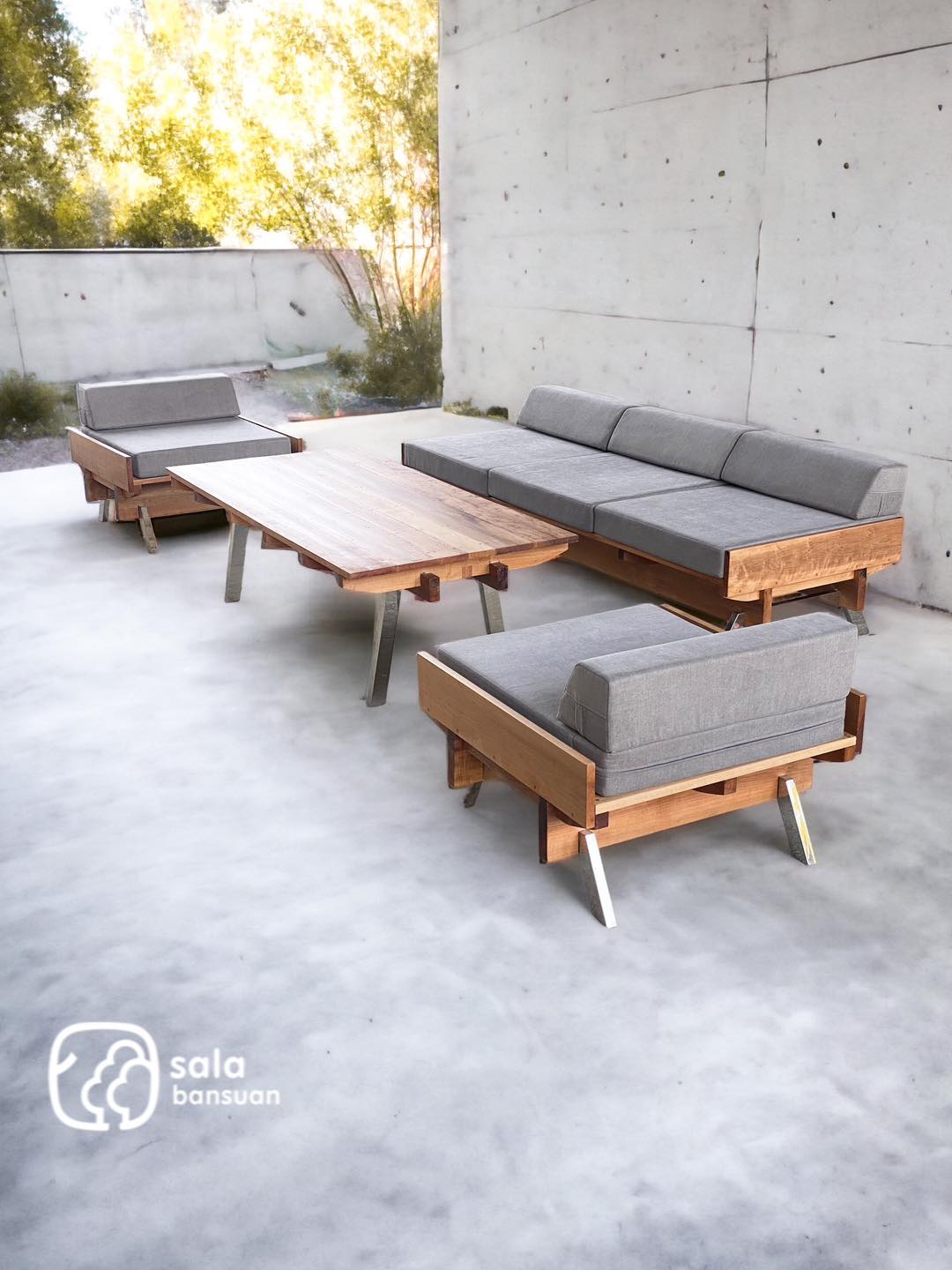 โซฟาสนาม JAVA Sofa 200 ซม เฟอร์นิเจอร์กลางแจ้ง สีไม้ธรรมชาติ 200cm. โซฟา 3 ที่นั่ง สไตล์มินิมอล ...