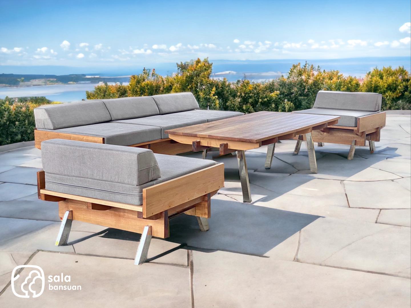 โซฟาสนาม JAVA Sofa 200 ซม เฟอร์นิเจอร์กลางแจ้ง สีไม้ธรรมชาติ 200cm. โซฟา 3 ที่นั่ง สไตล์มินิมอล ...