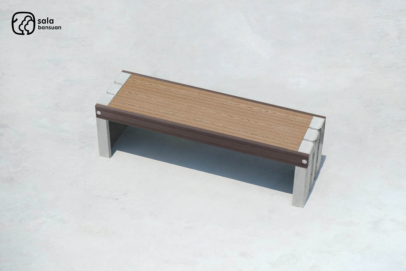 WPC Bench 120 ม้านั่งสนาม ม้านั่งกลางแจ้ง มานั่งในสวน สีไม้ธรรมชาติ 1.20ม. ม้านั่งสนาม - ThaiPick