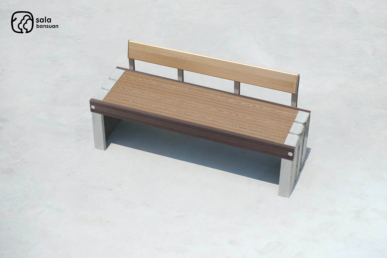 WPC Bench 150 รุ่นพนักพิง ม้านั่งสนาม ม้านั่งกลางแจ้ง มานั่งในสวน สีสัก ...