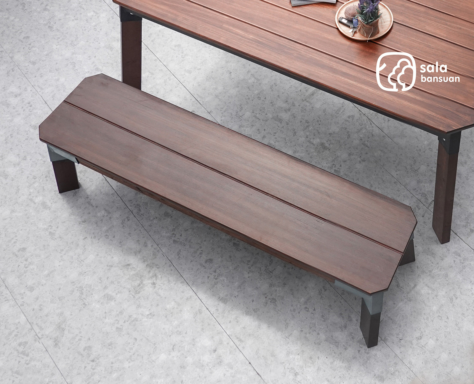 WPC Bench 120 รุ่นพนักพิง ม้านั่งสนาม ม้านั่งกลางแจ้ง มานั่งในสวน สีสักทอง 120 x 50 x 72 modern ...