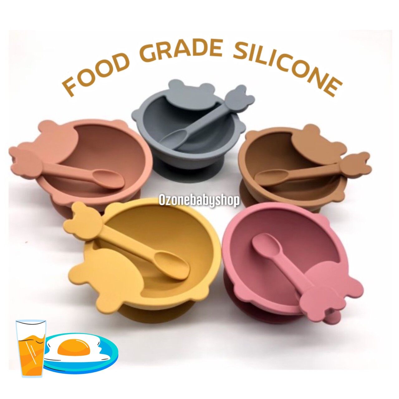 Ozone Baby Shop SET BABY BIB SILICONE กันเปื้อน+ชาม+ช้อน ผ้ากันเปื้อน ...