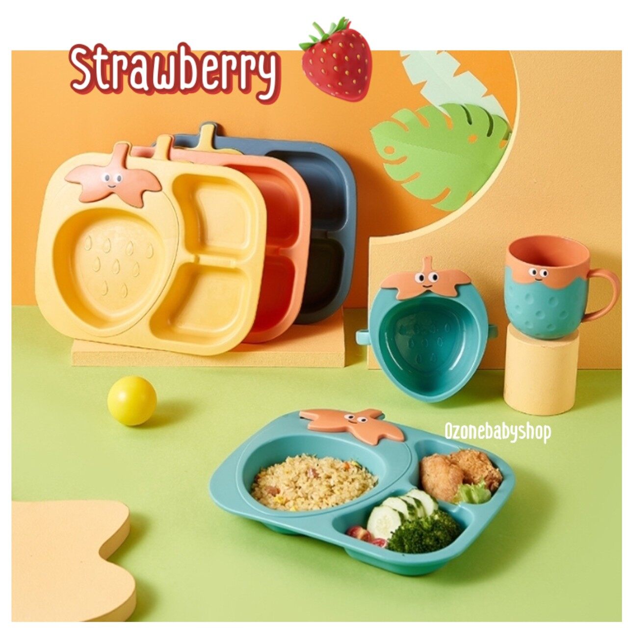 Ozone Baby Shop setจานหลุมเด็ก ลาย STRAWBERRY เซ็ตจานเด็ก เซ็ตจานกิน ...