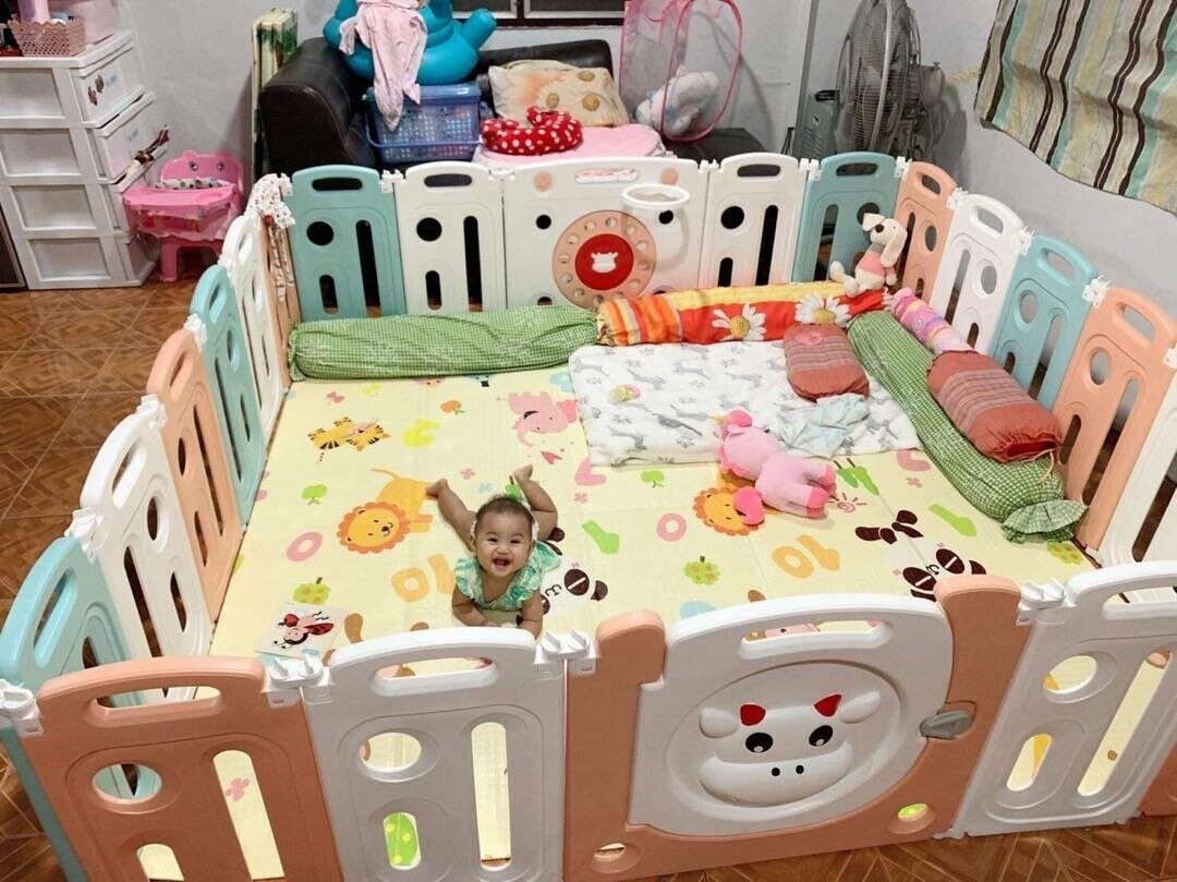 Ozone Baby Shop คอกกั้นเด็กพับเก็บได้ รุ่นพี่วัวพับได้ เกลียวรุ่นใหม่ ...