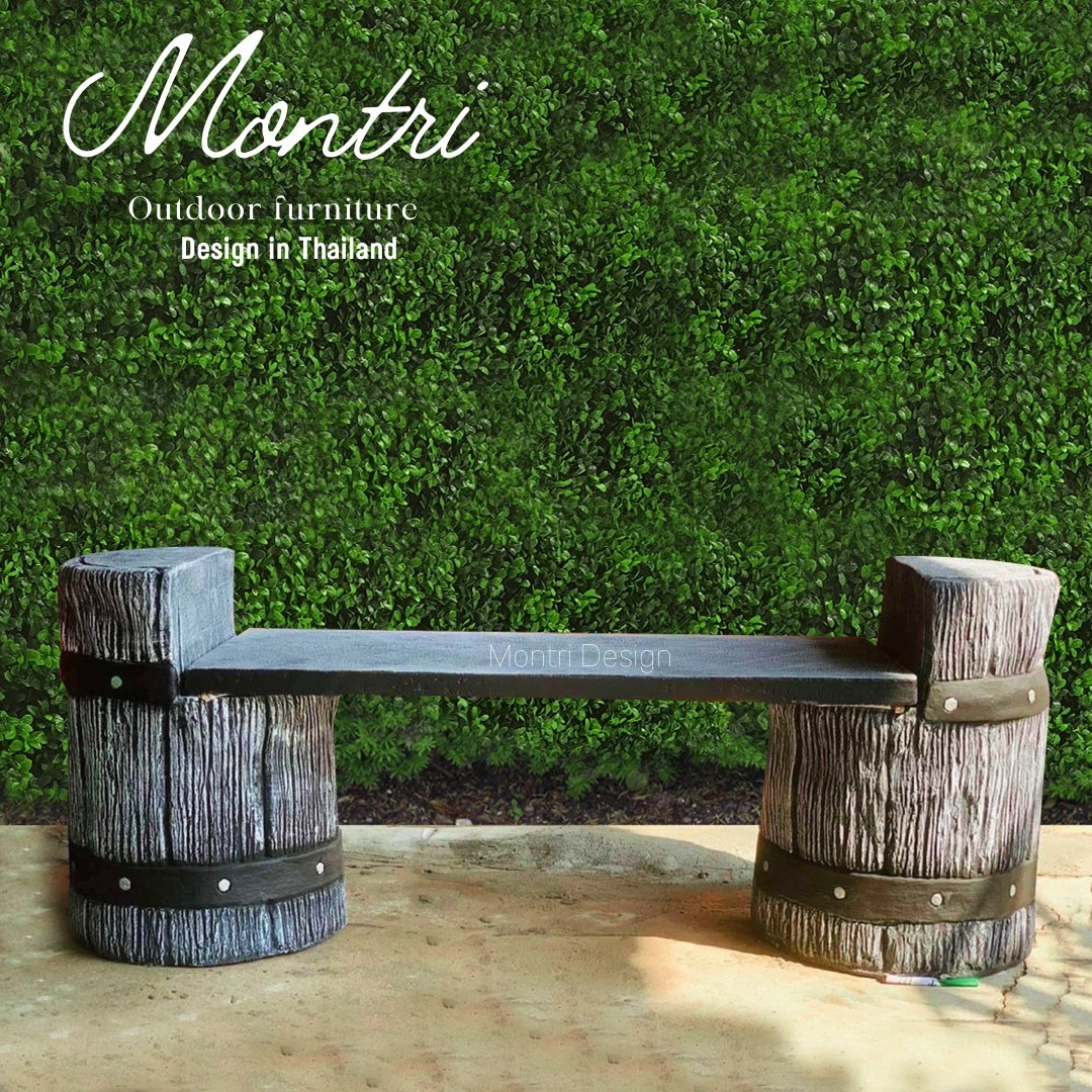 Montri design ม้านั่งเปลือกไม้ ม้านั่งปูนลายไม้ รุ่น thaidesign ...