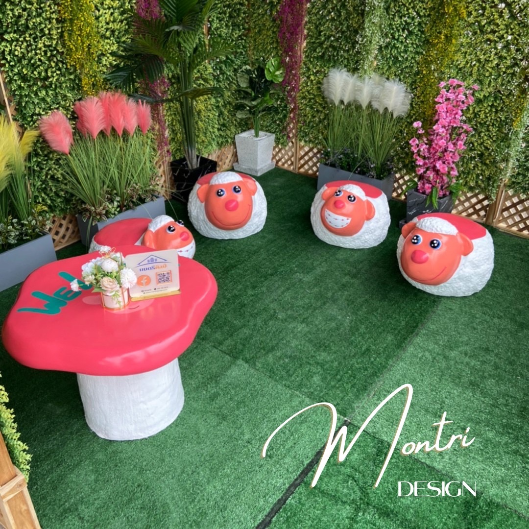 Montri design ชุดโต๊ะปูนรูปลูกแกะ 40x33x70 สีขาว ชมพู ภาคเหนือ สีขาว ...