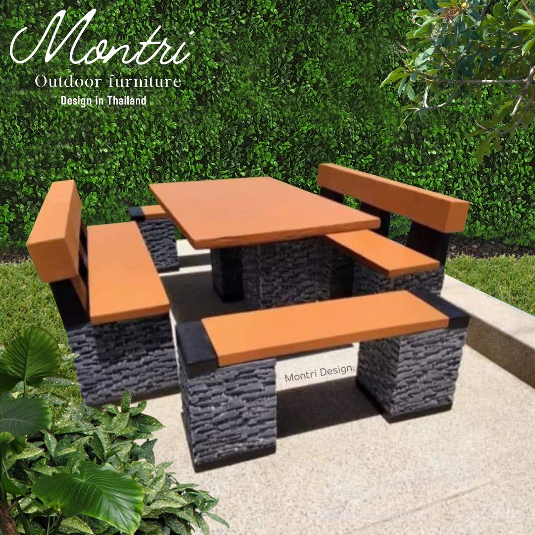 Montri design ชุดโต๊ะสนามพนักพิงสไตล์โมเดิร์น 150x80x70 ภาคเหนือ 2ชุด ...