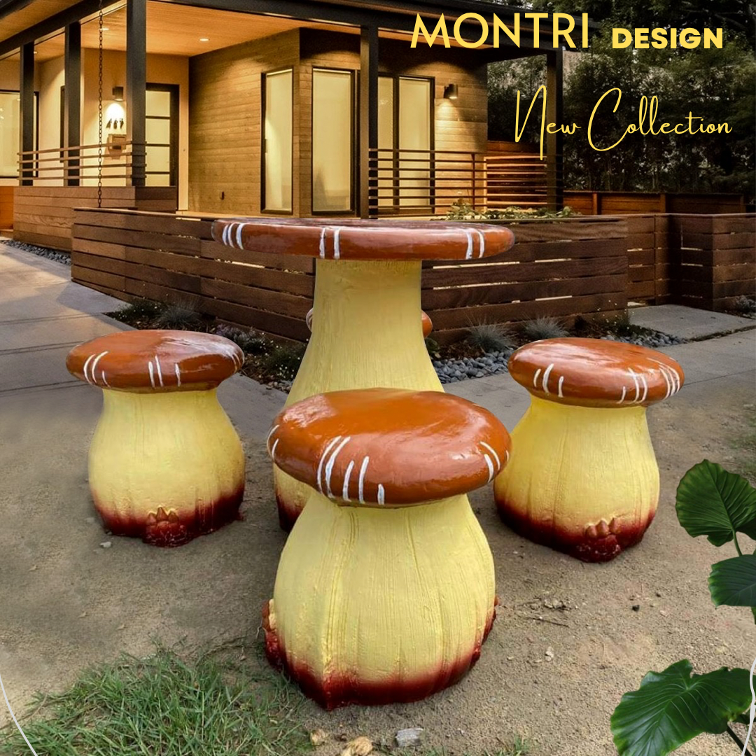 Montri design ชุดโต๊ะเก้าอี้รุปเห็ด โต๊ะสนามแต่งสวน รุ่น A2 58x58x61 ...