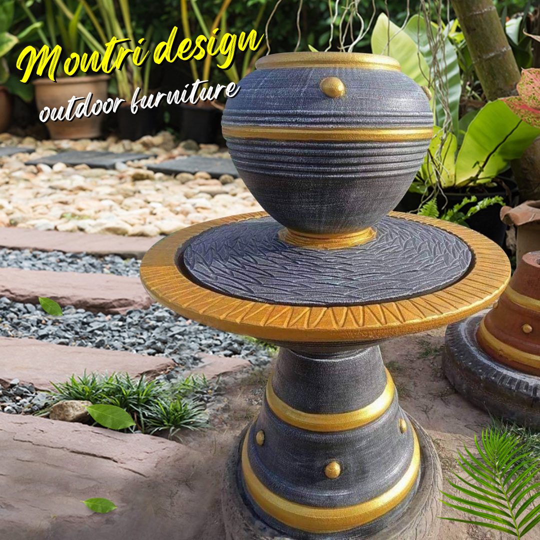 Montri design เก้าอี้ปูนพนักพิงสไตล์โมเดิร์น 180x40x75 สีขาวสลัดดำ ภาค ...