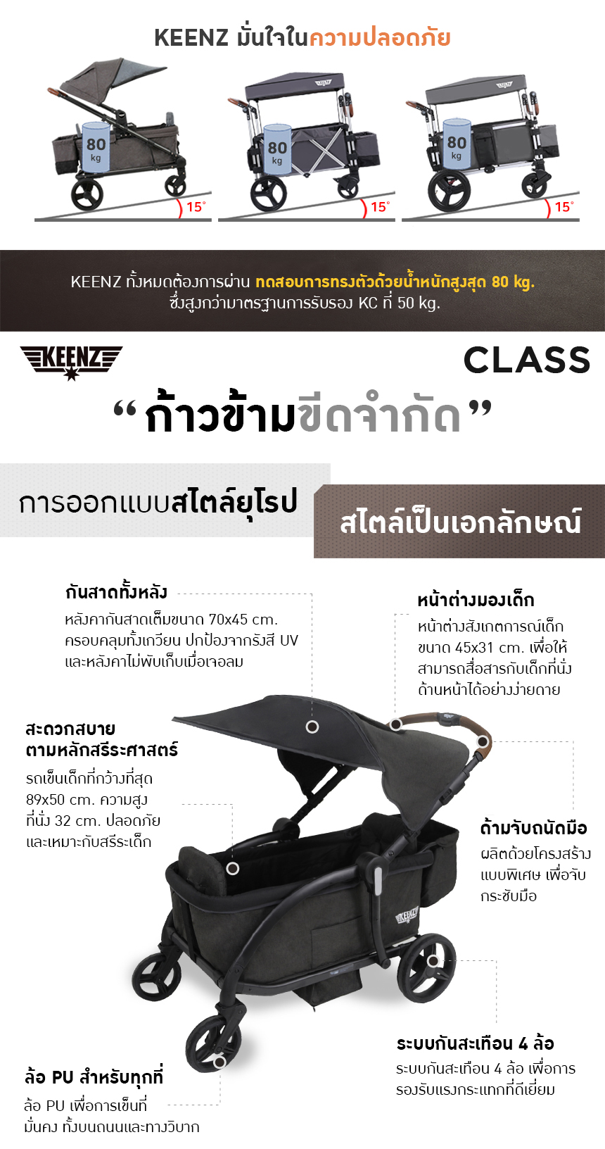 Keenz Class Wagon (รถเข็น 2 ที่นั่ง) Beige - บริษัท มัมแอนด์มีสโตร์ จำกัด - ThaiPick