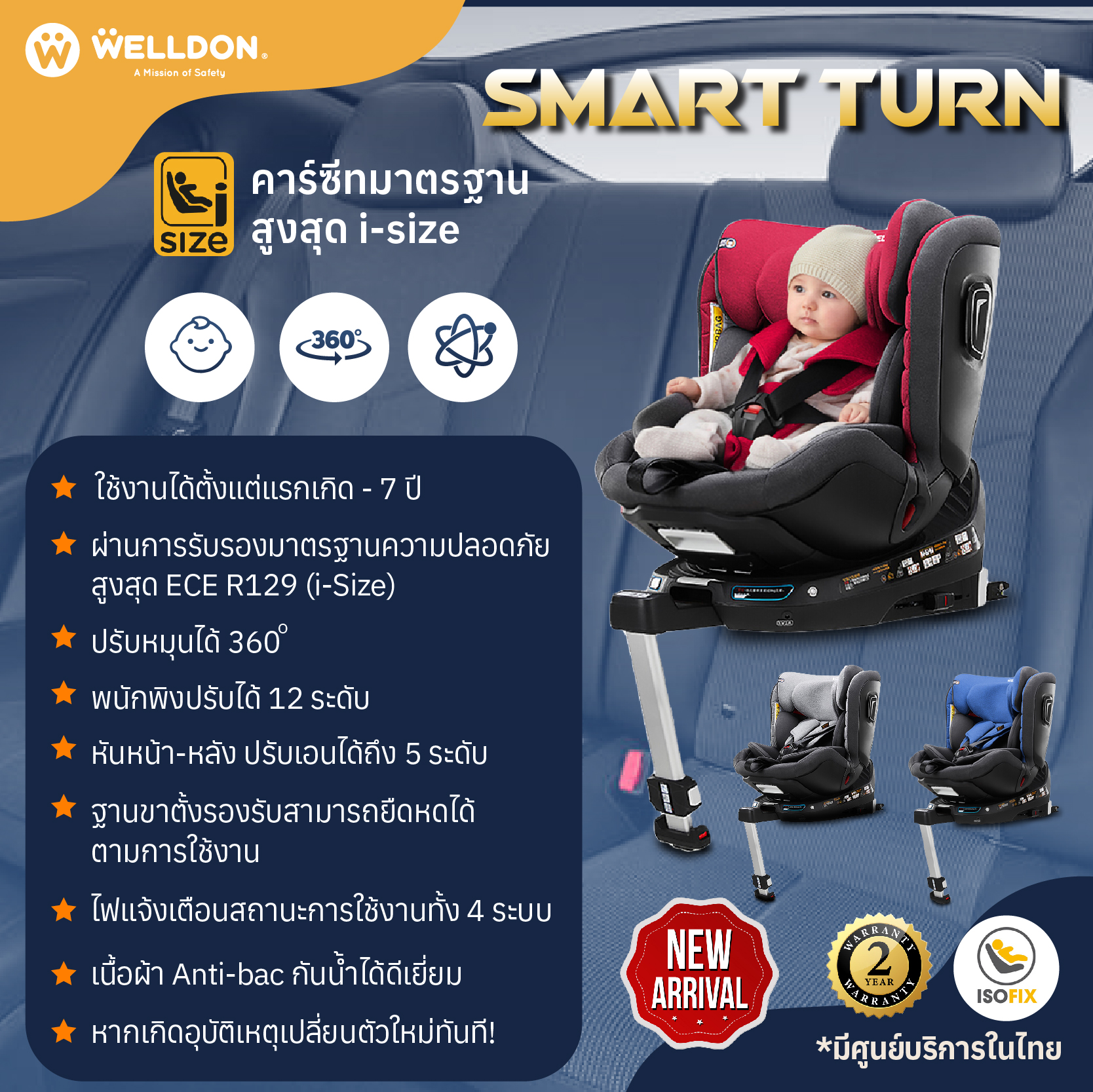 WELLDON รุ่น SMART TURN Ultra (แรกเกิด - 7 ปี) i-size หมุนได้ 360 องศา ...