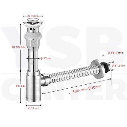 BF&MF Shop สะดืออ่างหัวกด พร้อมท่อน้ำทิ้ง รุ่น C1M123 - C1M126 80 cm ...