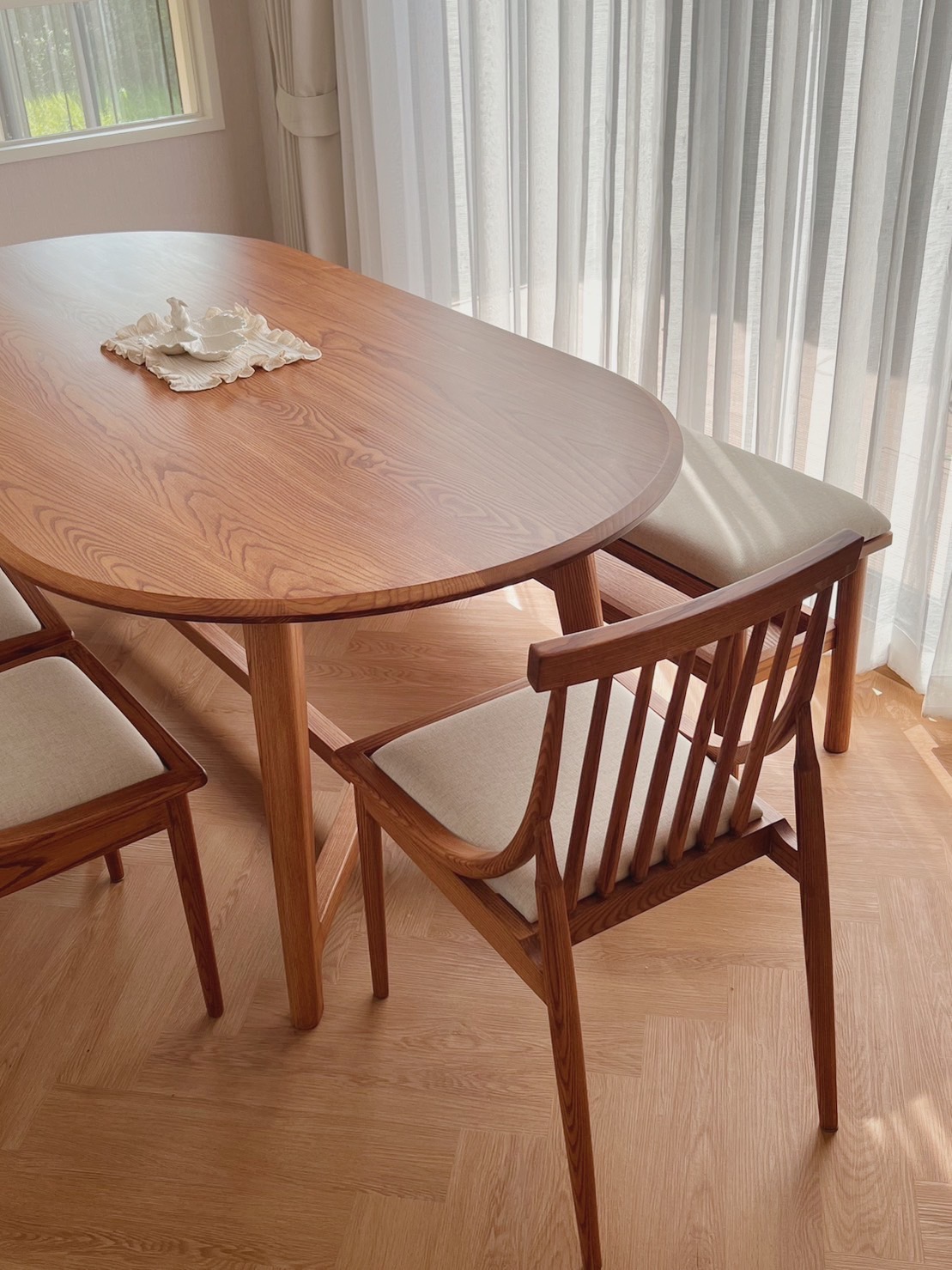 Warmwood.craft โต๊ะไม้แอชพรีเมี่ยม รุ่น Sherman สี Natural Teak 220-90 ...