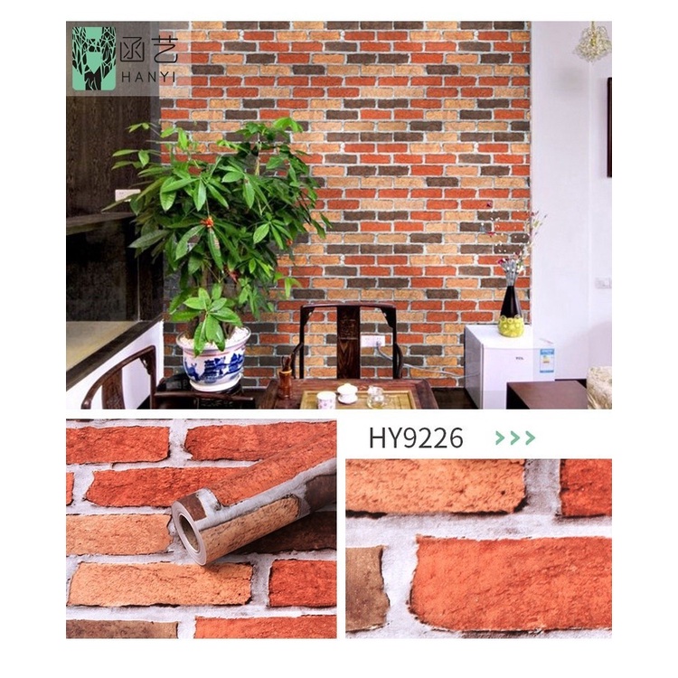 TY WALL HOME วอลเปเปอร์ ลายอิฐ ลายหิน กาวในตัว รุ่น 9224 (สีเทาลายอิฐ ...
