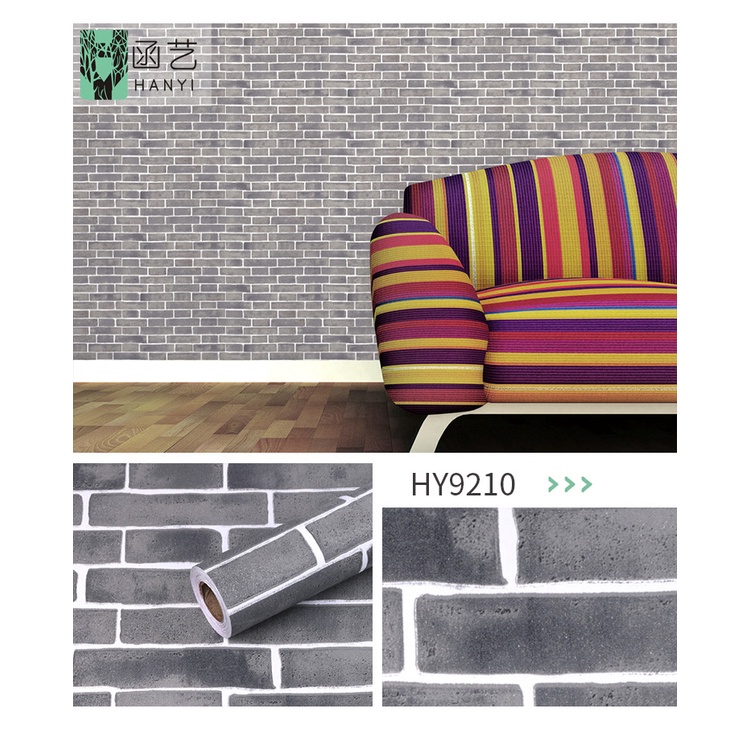 TY WALL HOME วอลเปเปอร์ ลายอิฐ ลายหิน กาวในตัว รุ่น 9224 (สีเทาลายอิฐ ...