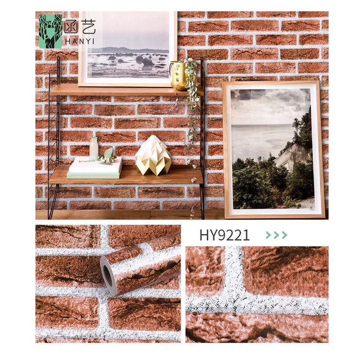 TY WALL HOME วอลเปเปอร์ ลายอิฐ ลายหิน กาวในตัว รุ่น 9224 (สีเทาลายอิฐ ...