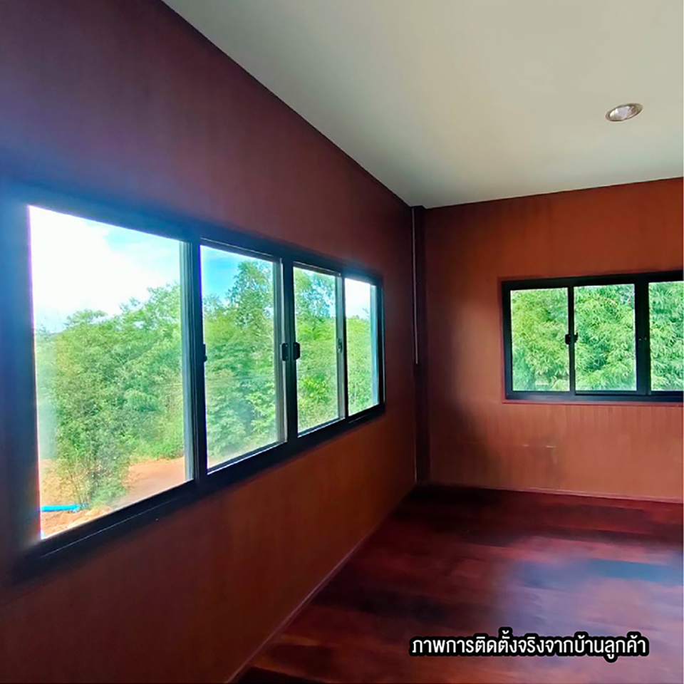 Window Asia หน้าต่างบานเลื่อนอลูมิเนียม สีดำ (พร้อมมุ้ง) 180(กว้าง)X110 ...