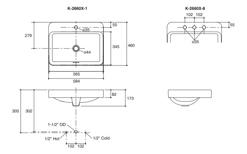 KOHLER สุขภัณฑ์แบบชิ้นเดียว รุ่น Brazn พร้อมอ่างล้างหน้าแบบวางบน ...