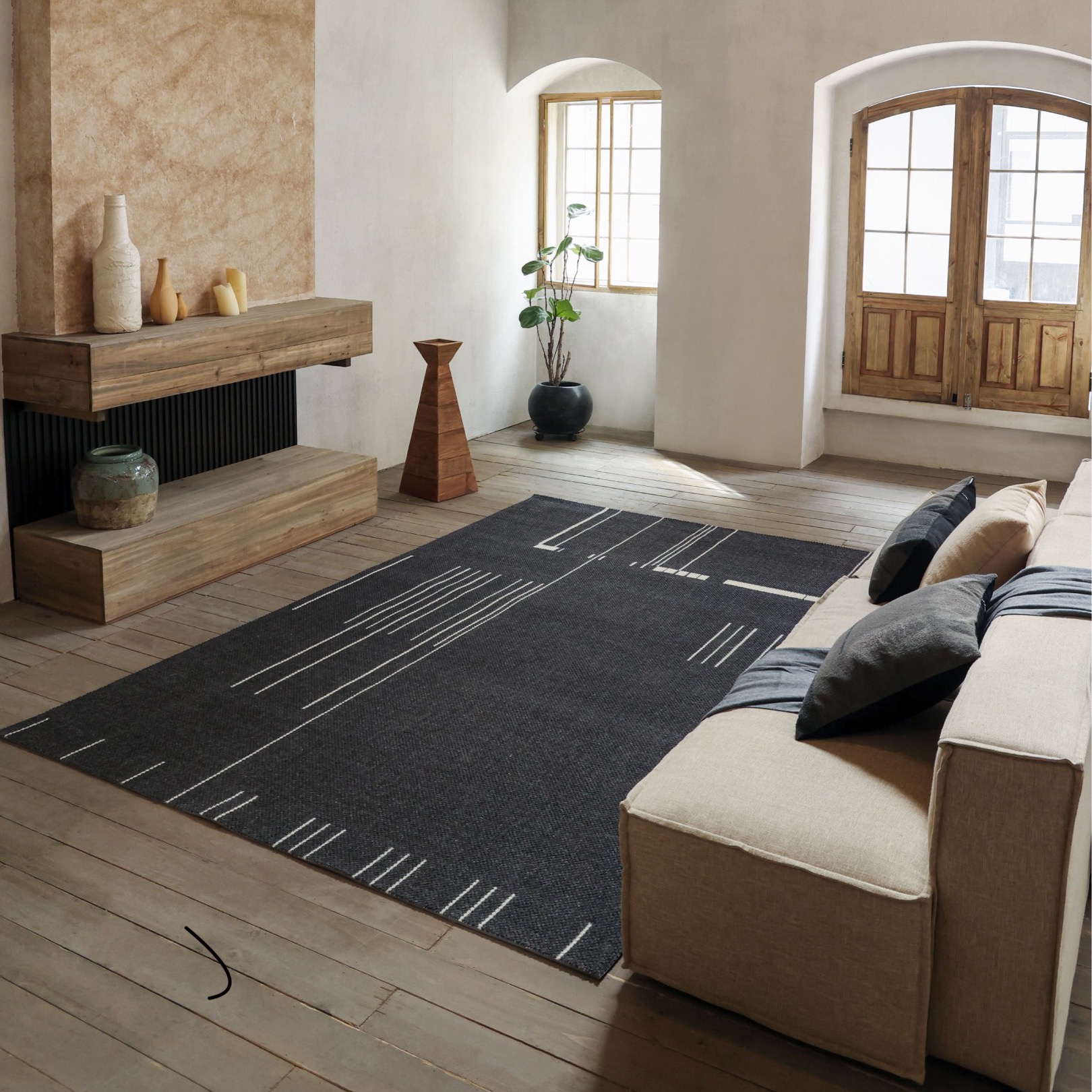 amazeunits พรมขนแกะ Add warmth รุ่น All Black BLACK 200 x 300 cm - ThaiPick