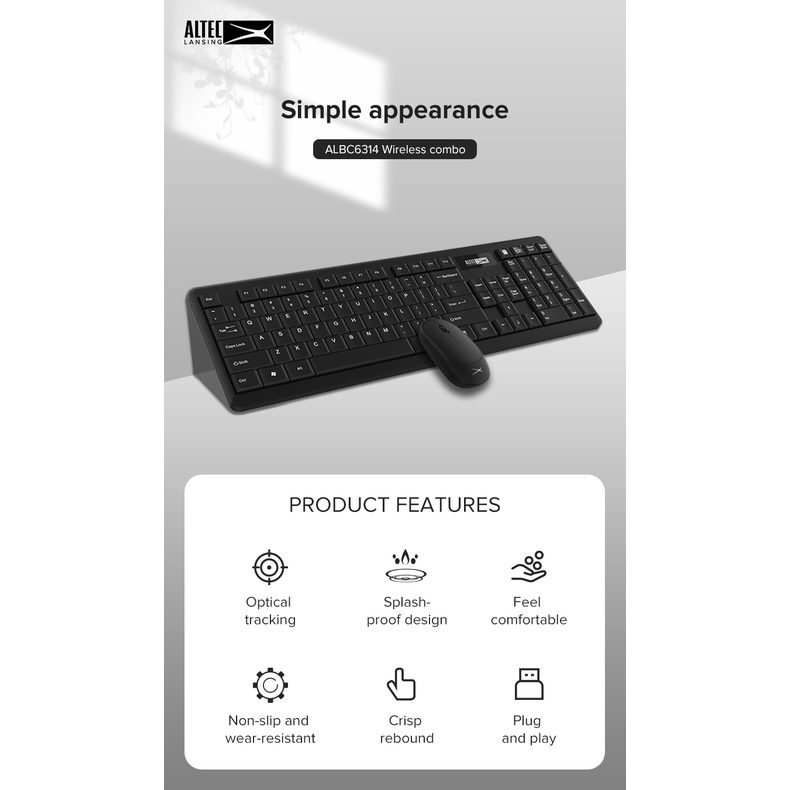 Philips /ALTEC Lansing Wirless Keyboard + mouse รุ่นSPT6314/ ALTEC ...