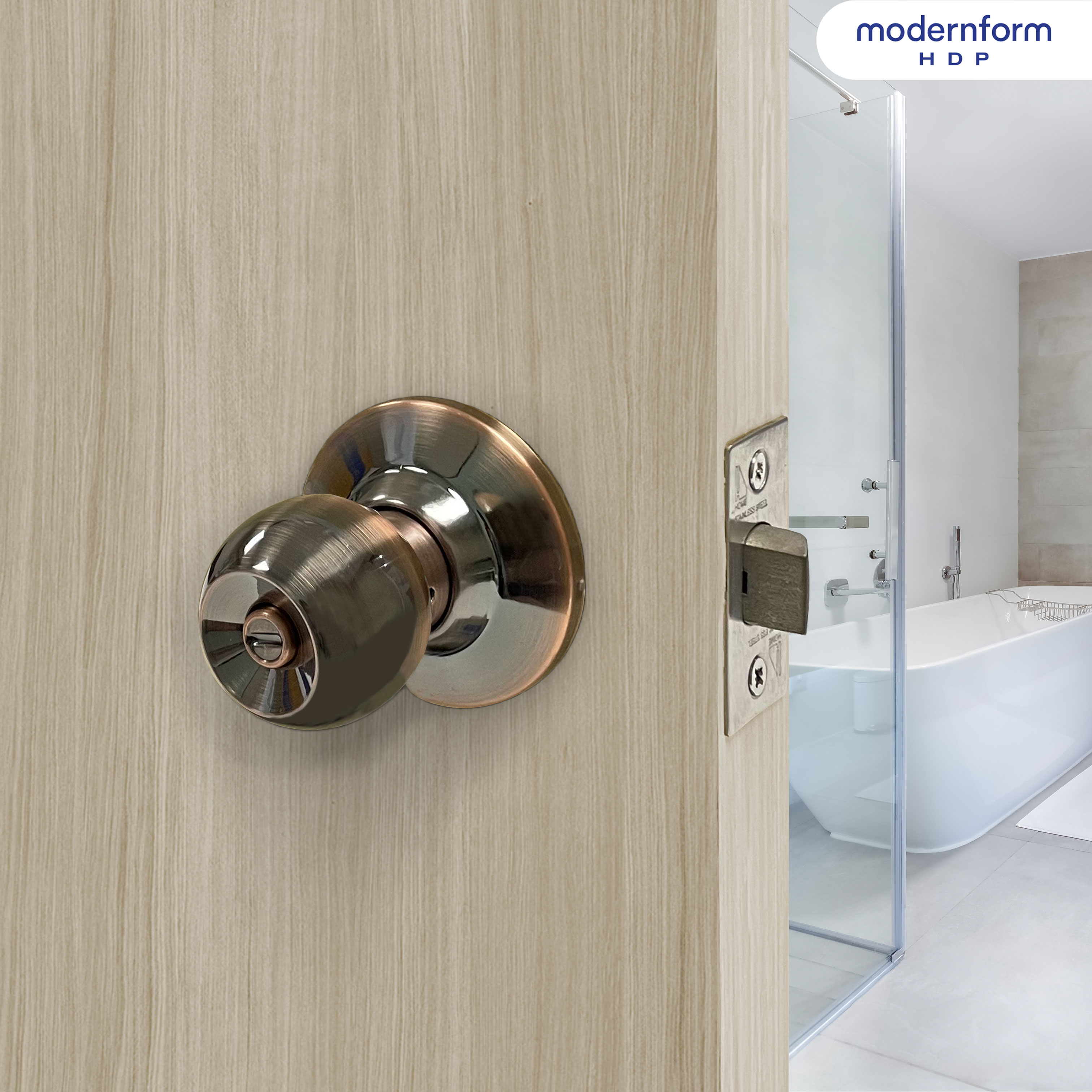 Modernform ลูกบิดประตูจานใหญ่ สีทองแดงรมดำ ห้องน้ำ รหัส RL-3872-ML-BK-AC-S - บริษัท โมเดอร์น ...