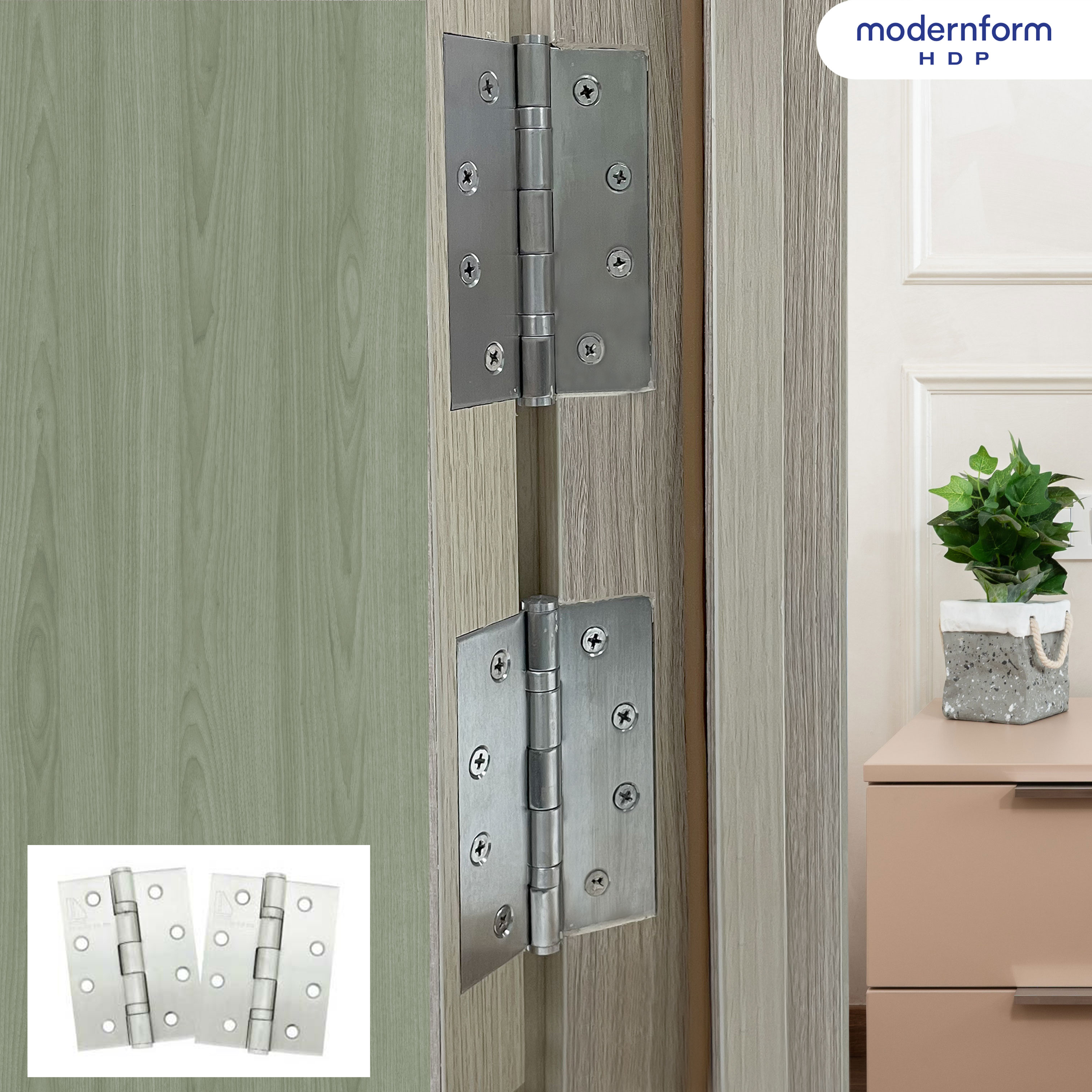 Modernform HDP บานพับผีเสื้อ สีสแตนเลสด้าน ขนาด 4นิ้วx3นิ้วx2.5 มม. แพ็คคู่ รหัส RL-HINGE-4X3X2 ...