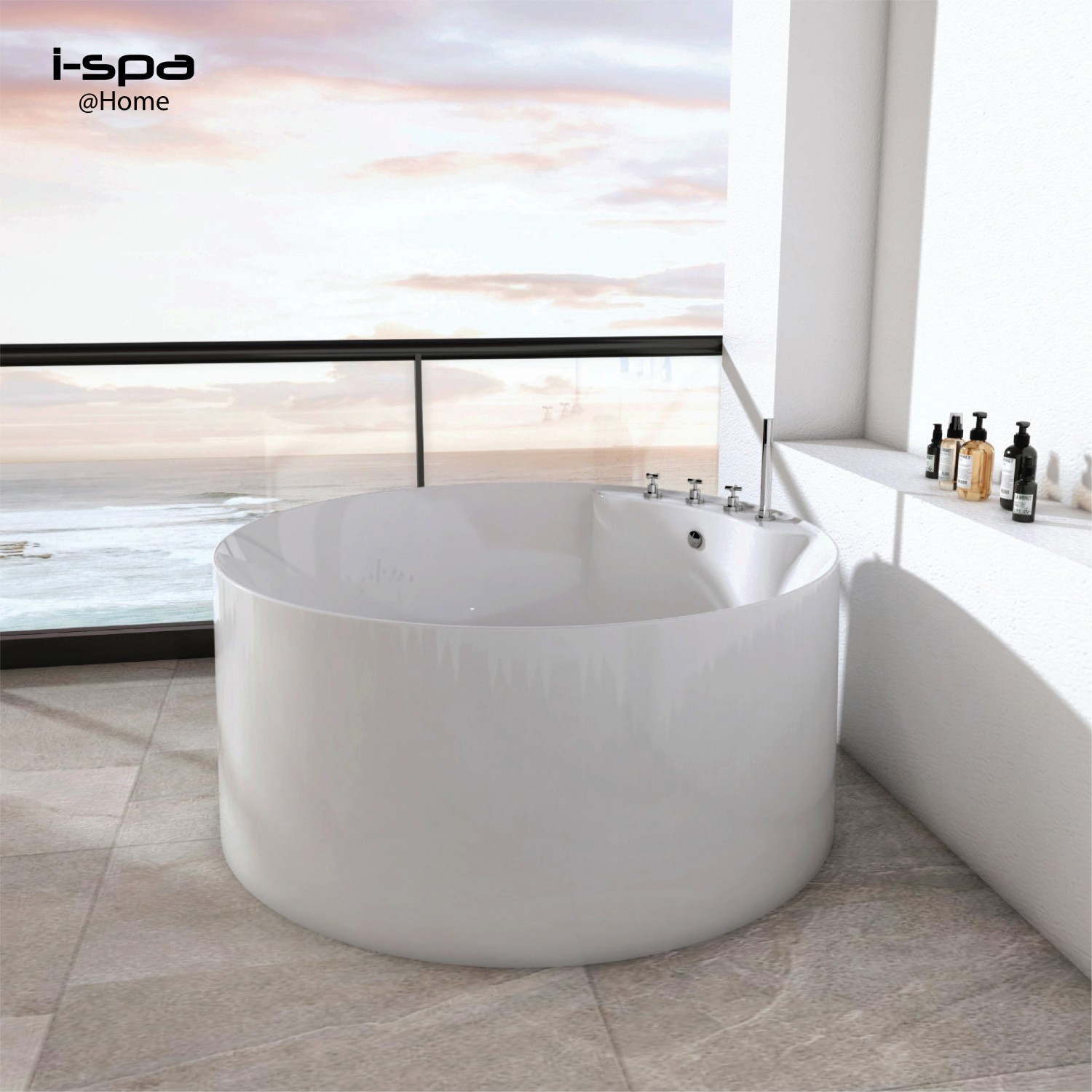 I-SPA อ่างอาบน้ำแบบลอยตัว รุ่น VIHARA1350-F แบบอ่างเปล่าพร้อมก๊อก สีขาว ...