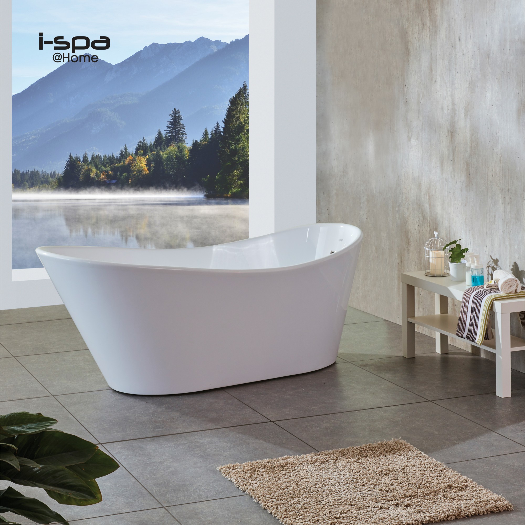 I-SPA อ่างอาบน้ำลอตัว รุ่น BAL1700 สีขาว แบบมินิมอล ขนาด กว้าง 80 x ยาว ...