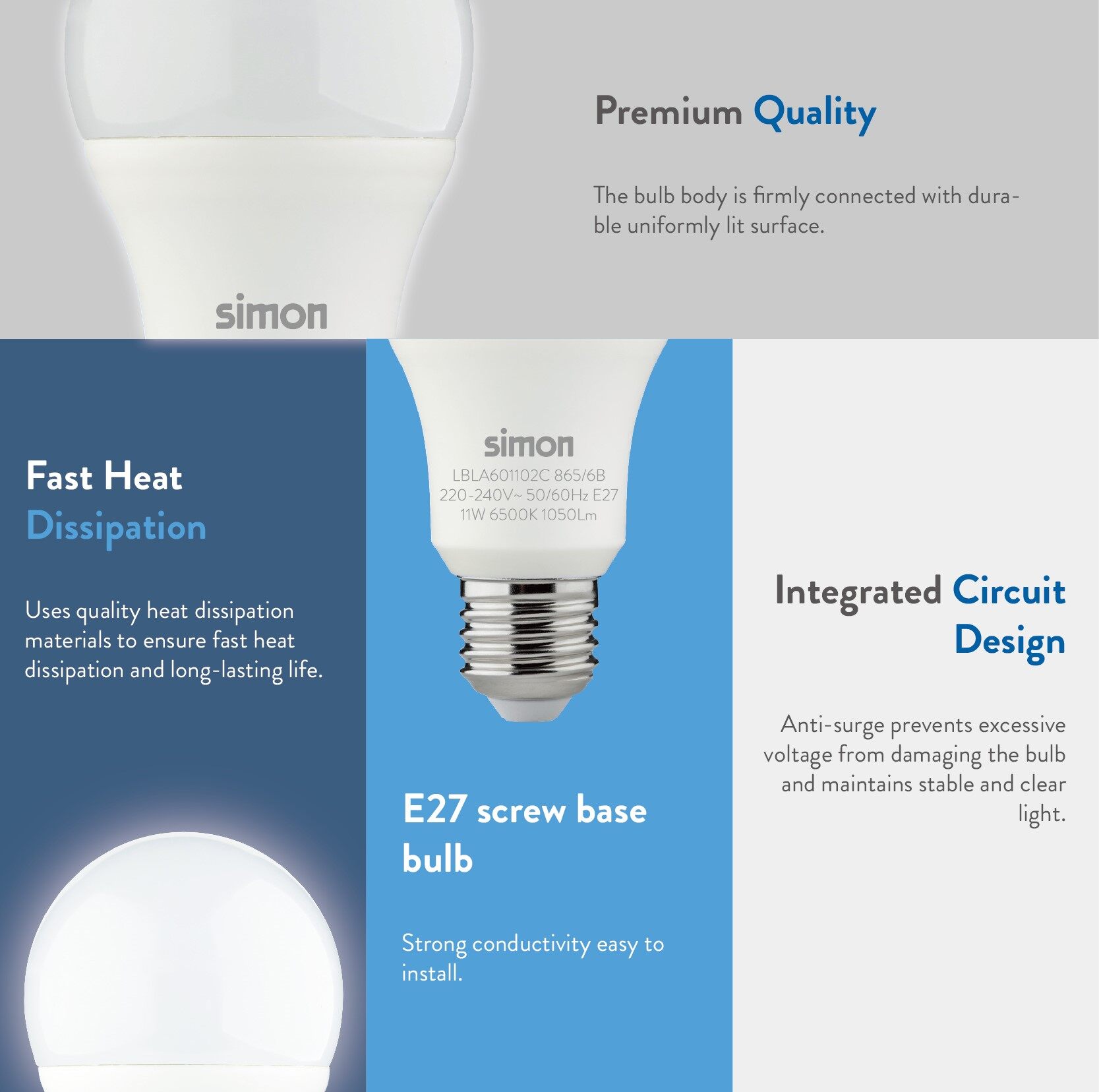 Simon หลอดไฟLED ไฟled คุ้ม Pack 10 หลอดไฟแอลอีดี ประหยัดไฟ LEDBulb A60 ...