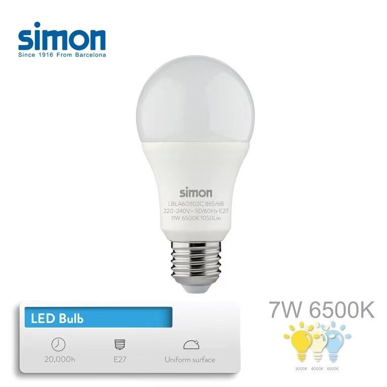 simon Led หลอดไฟLED ประหยัดไฟ LED Bulb A60 หลอดไฟแอลอีดี ขั้วหลอดไฟ E27 ...