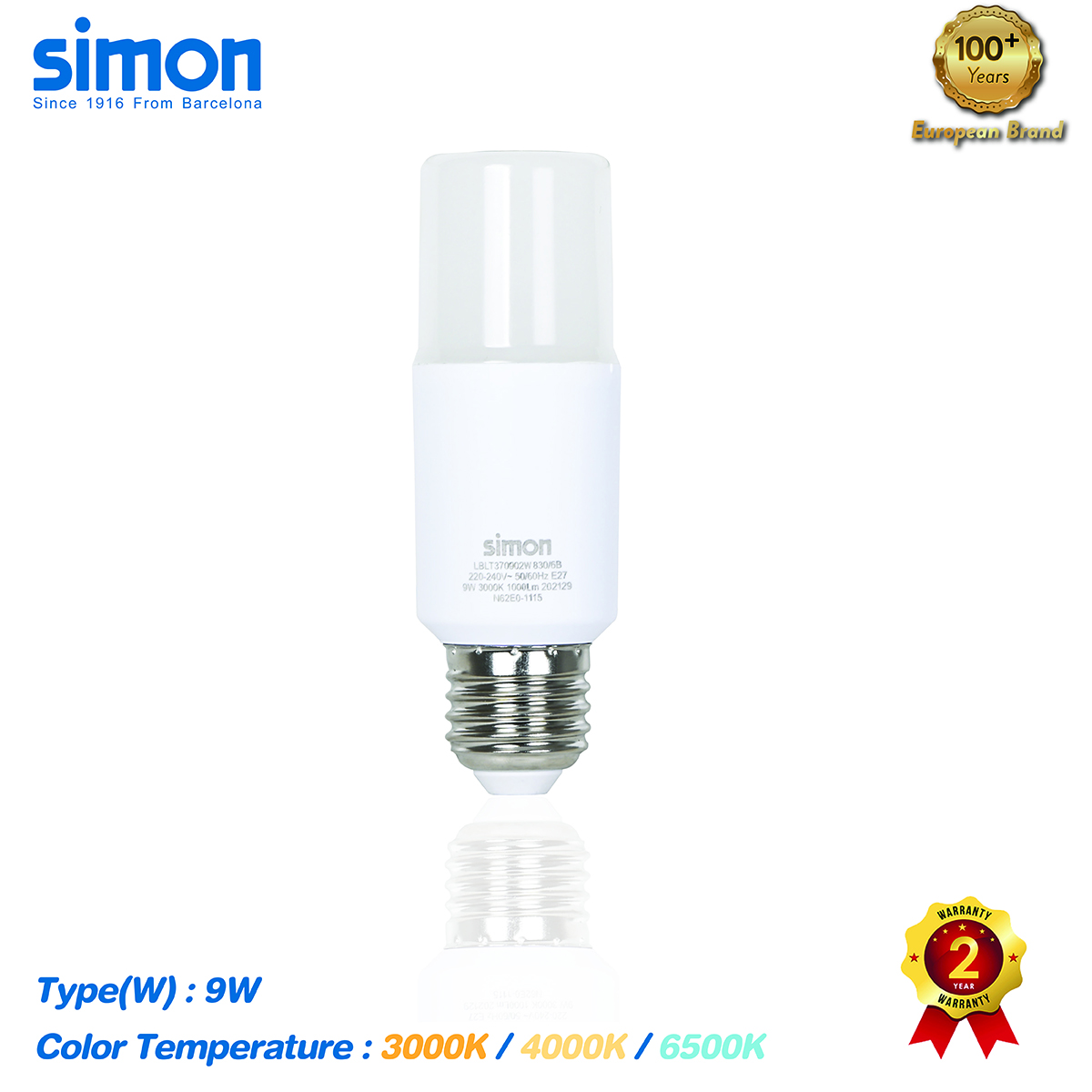 Simon หลอด LED ไฟ led ขั้วE27 9W 10W แสง3000K 4000K 6500K ประหยัด ...