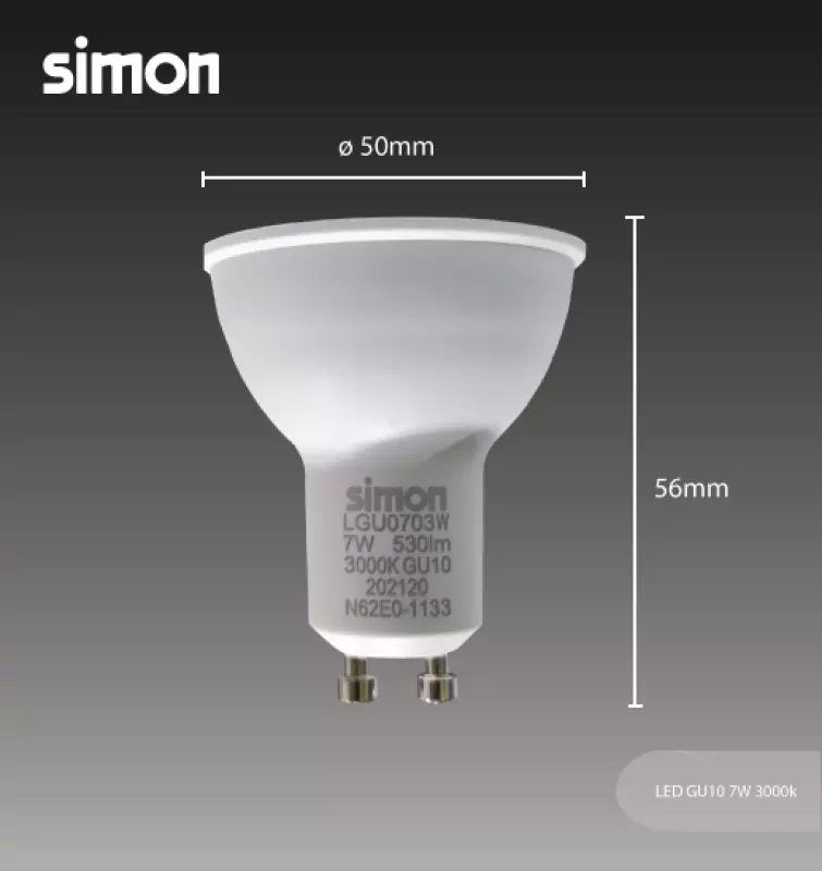 Simon LED Bulb GU10 7W 3000K 4000k 6500K เหมาะกับการใช้งาน ที่อยู่อาศัย ...