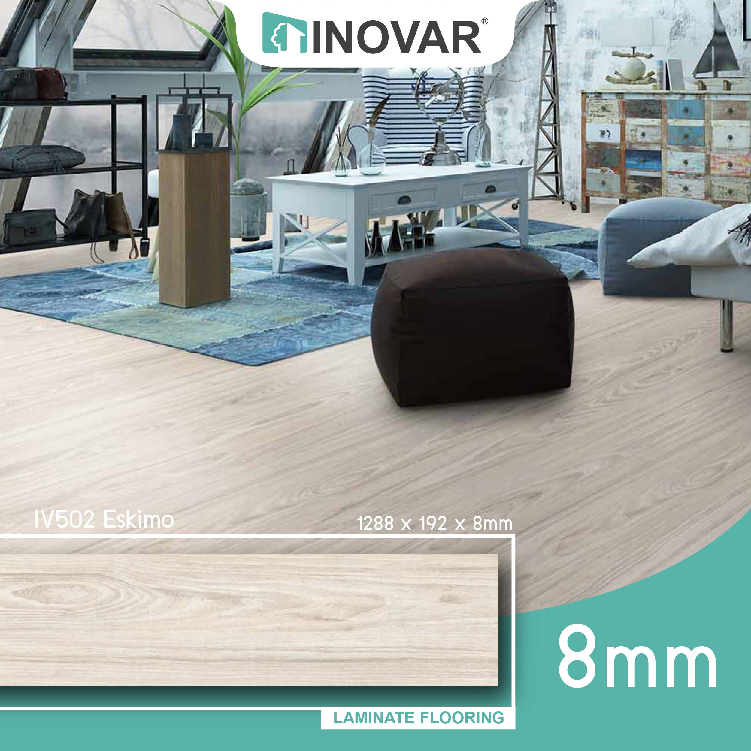 INOVAR ไม้พื้นลามิเนต 8mm Eskimo 1288 x 192 x 8mm - บริษัท อินโนวาฟลอร์ ...