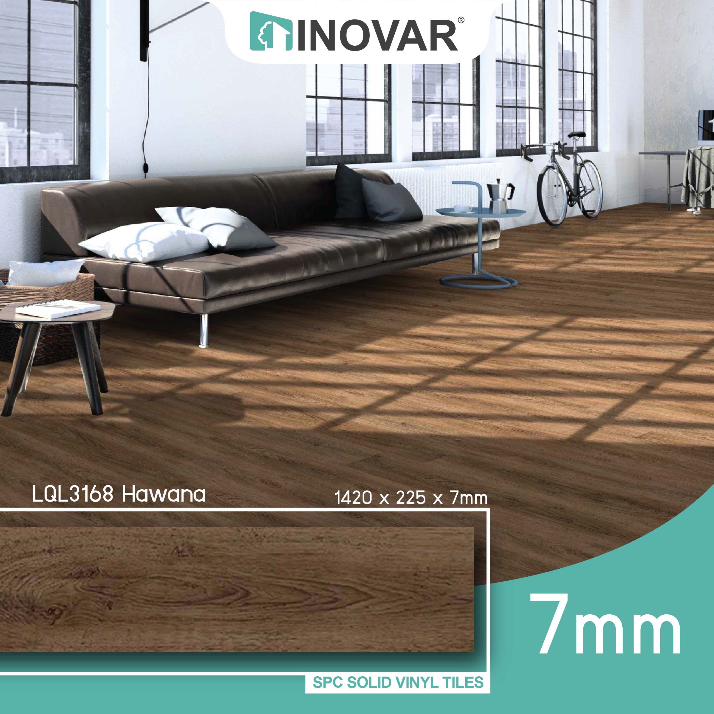 INOVAR พื้นไวนิล SPC 7mm ขนาด 1420x225x7mm สี LQL3168 Hawana - บริษัท ...