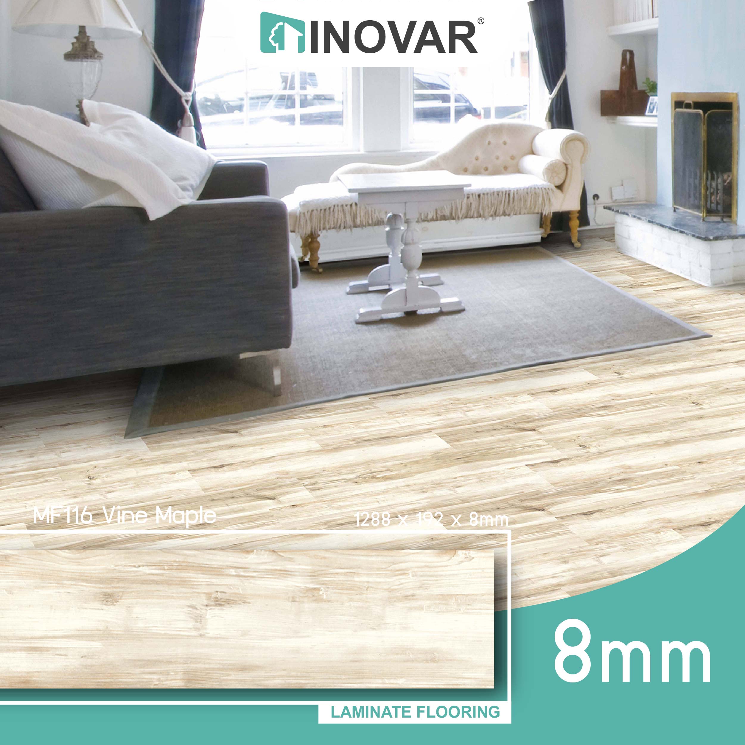 INOVAR ไม้พื้นลามิเนต 8mm Vine Maple 1288 x 192 x 8mm - บริษัท อินโนวา ...