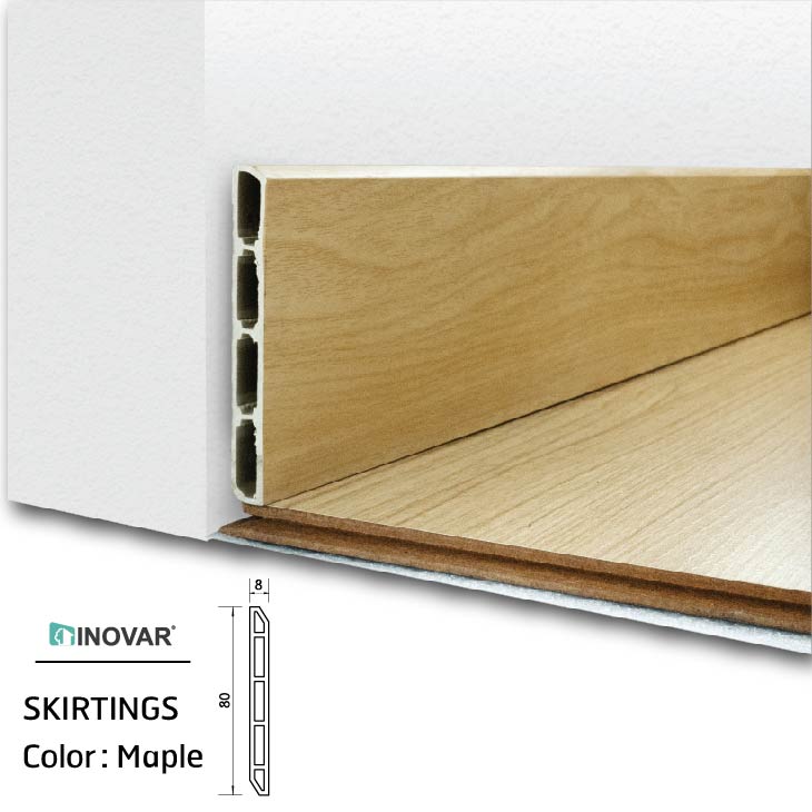 INOVAR ตัวจบ PVC บัวเชิงผนัง สำหรับ Vinyl สี Maple 8x2400x80mm ...