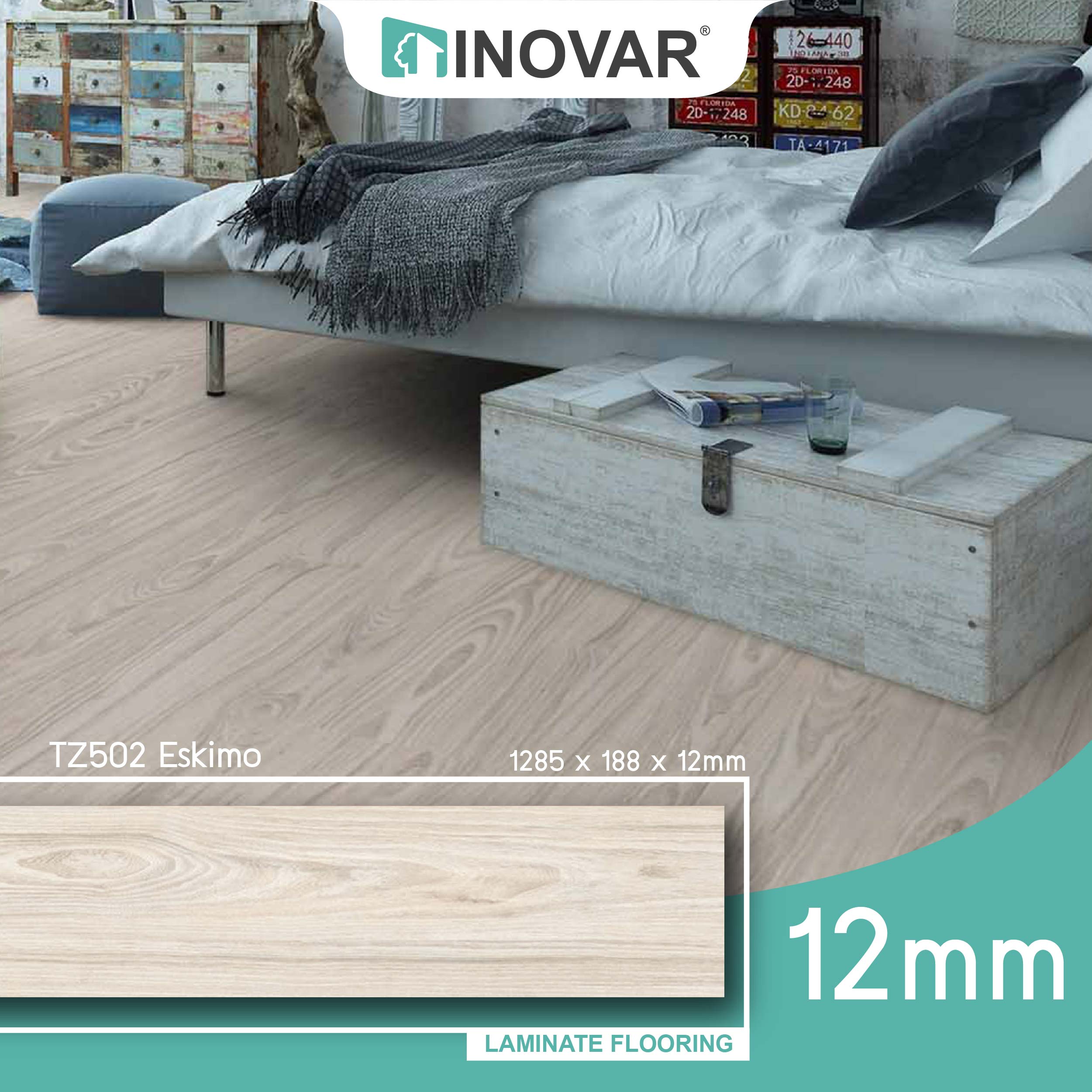 INOVAR ไม้พื้นลามิเนต 8mm Eskimo 1285 x 188 x 12mm - บริษัท อินโนวาฟลอร ...