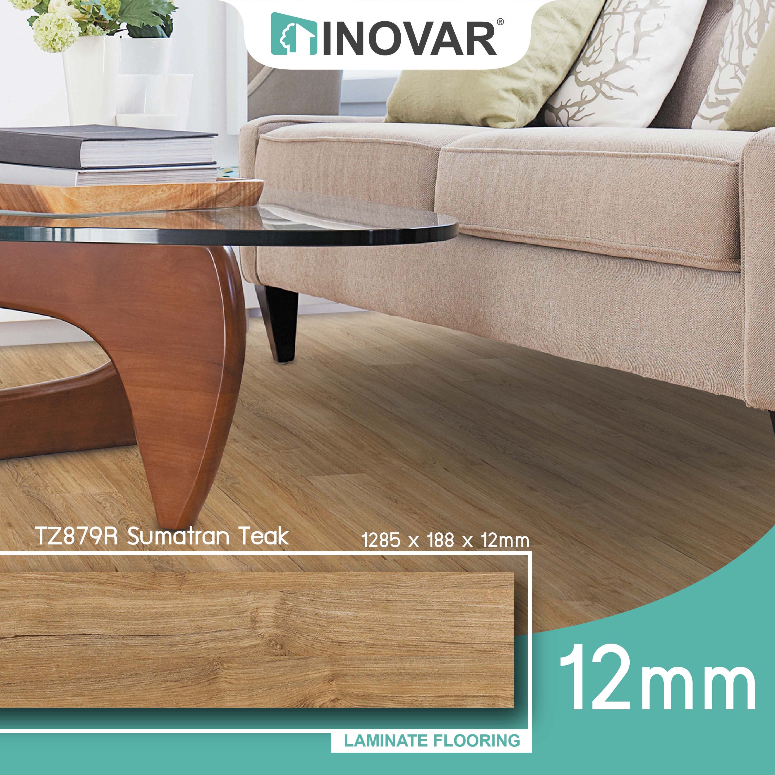 INOVAR ไม้พื้นลามิเนต 8mm [wood] matte Square 1285 x 188 x 12mm ...