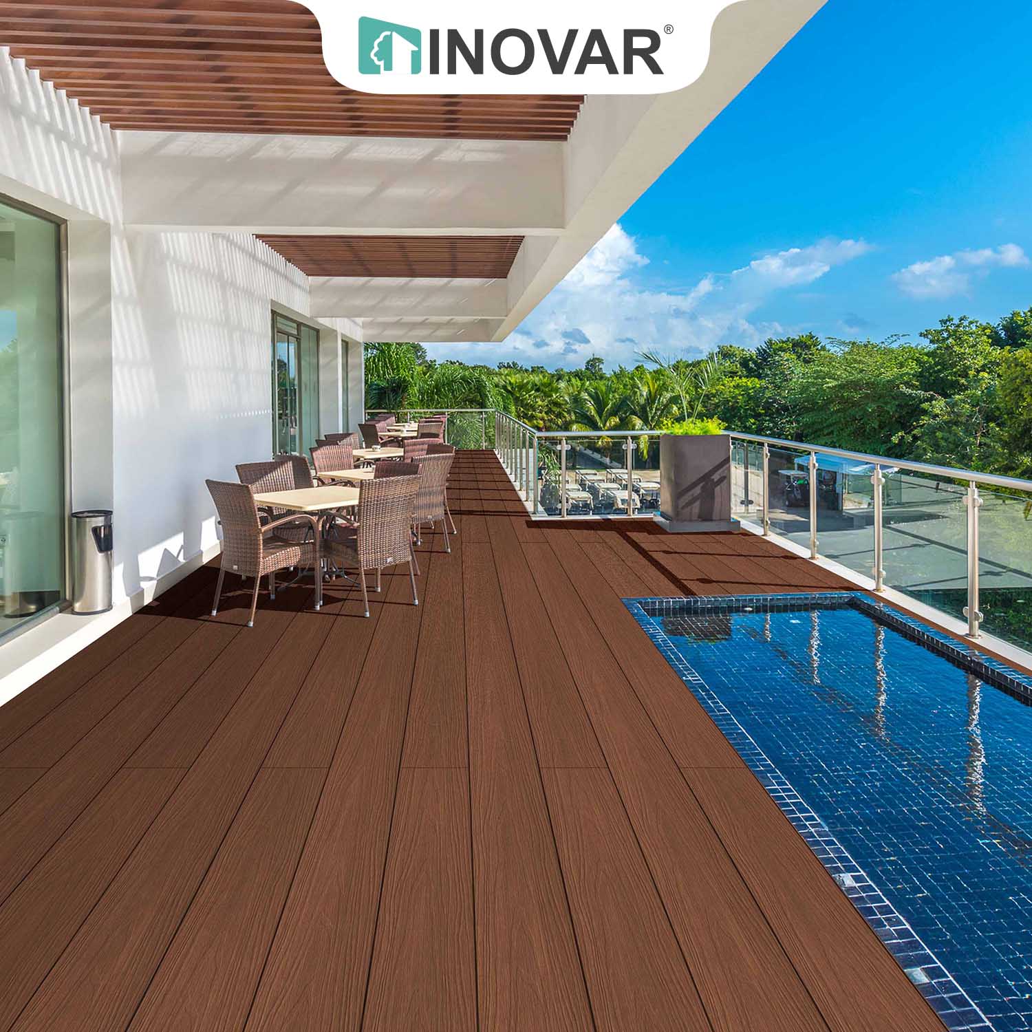 INOVAR ไม้พื้นภายนอก รุ่น WUD1077A1 สี Royal Teak ขนาด 139x22.5x2400mm ...