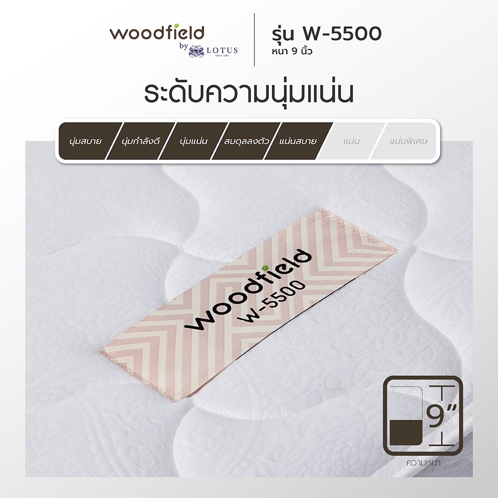 Woodfield by Lotus ที่นอน Hybrid spring รุ่น W-5500 หนา 9 นิ้ว ไม่มีของแถม King - บริษัท โลตัส แ ...