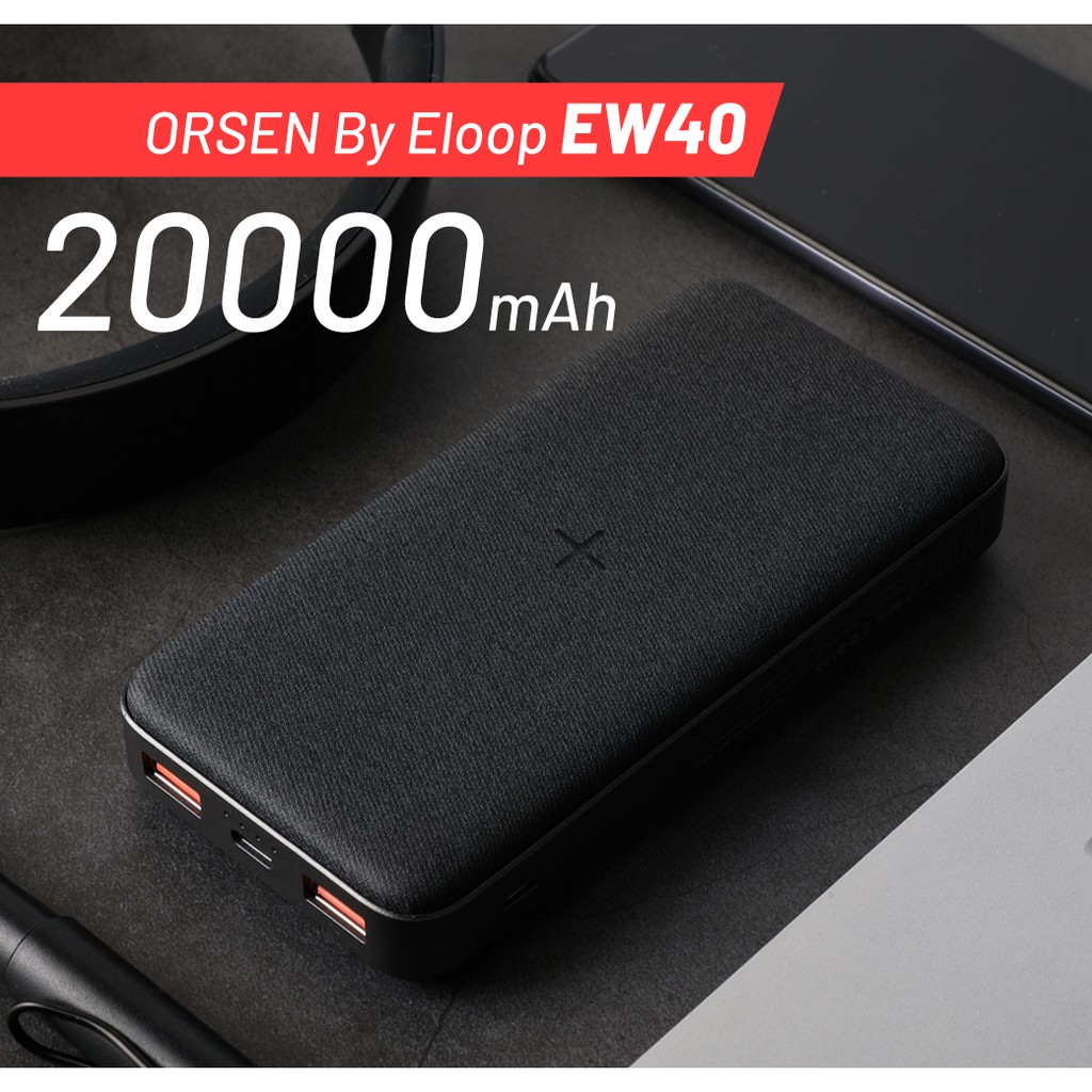 [รับประกัน 1 ปี] Eloop EW40 แบตสำรองไร้สาย PD 18W 20000mAh Wireless ...