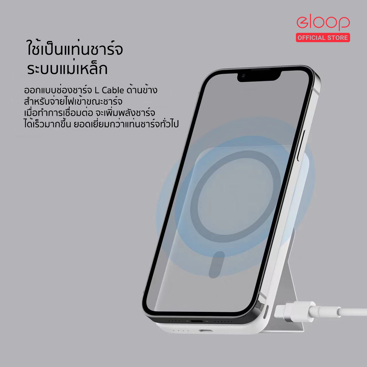 [รับประกัน 1 ปี] Eloop EW56 แบตสำรองไร้สาย 7000mAh MagCharge Magnetic ...