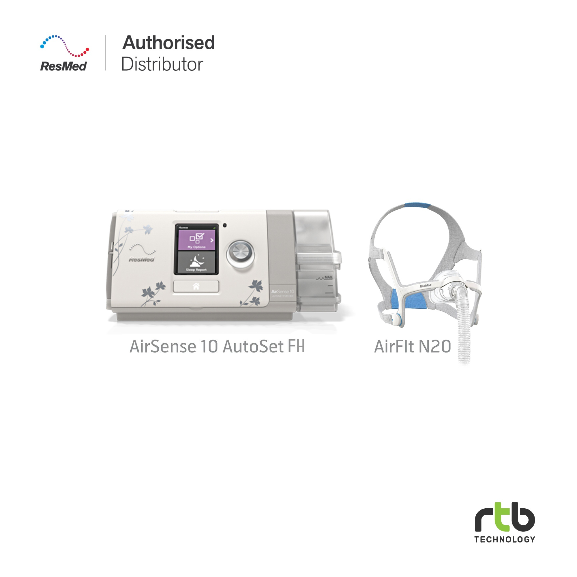 ResMed AirSense10 AutoSetFH APAC TRI C + Mask AirFit Large AirFit N20S ...