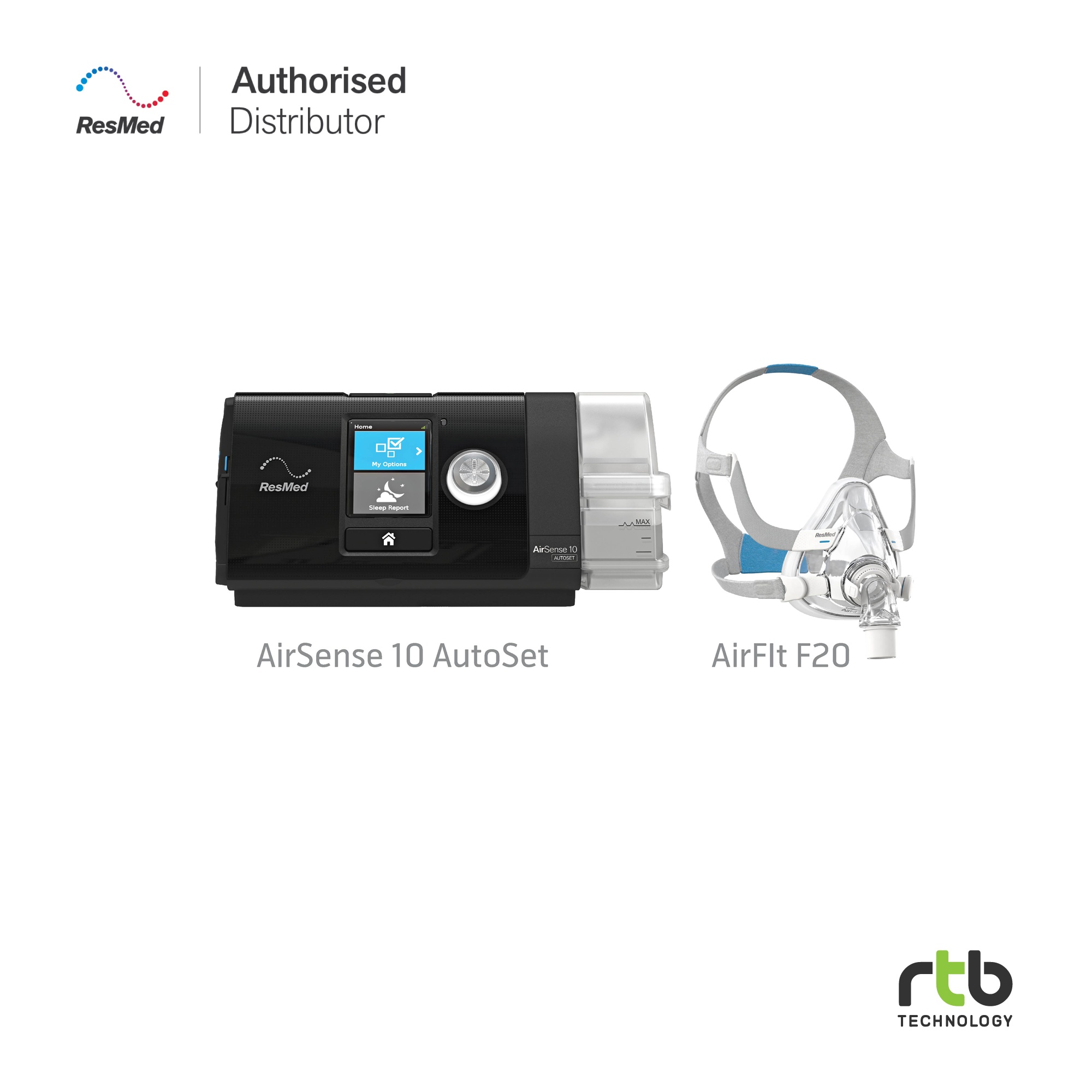 ResMed AirSense10 AutoSet APAC TRI C + Mask AirFit F20S AirSense10 For ...