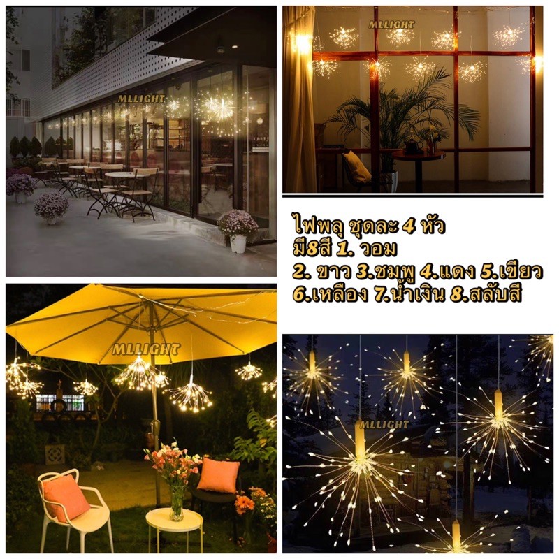 Mllight DIY ตกแต่งสวนกลางแจ้ง LED พลุระเบิดคริสต์มาสนางฟ้าแขวนดาวกระจาย ...