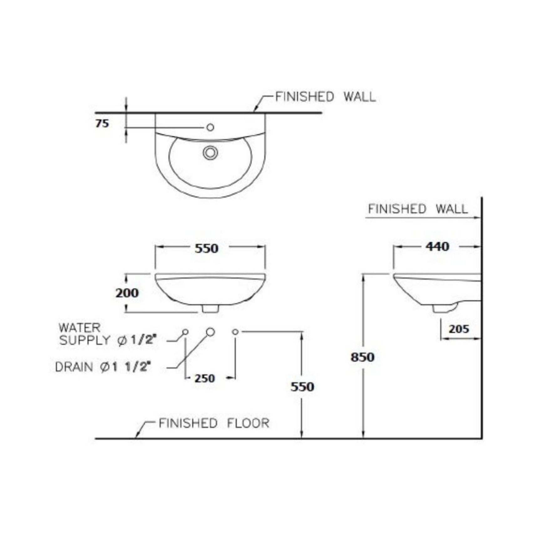 COTTO อ่างล้างหน้าชนิดแขวนผนัง รุ่น C014 เวนดี้ ขนาด 44X55X20 cm. สีขาว ...