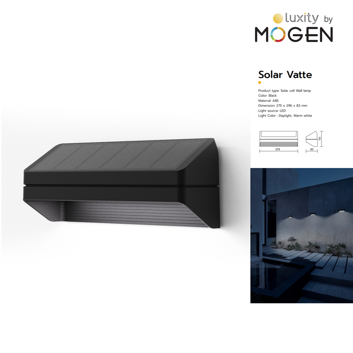 MOGEN ไฟ Solar cell รุ่น Vatte แสงไฟ Daylight - บจก. โมเก้น(ประเทศไทย ...