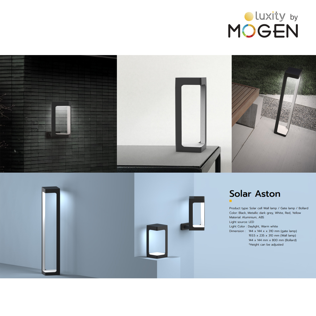 MOGEN โคมไฟ Solar cell รุ่น ASTON Gate lamp 40 CM แสงไฟ Daylight - บจก. ...