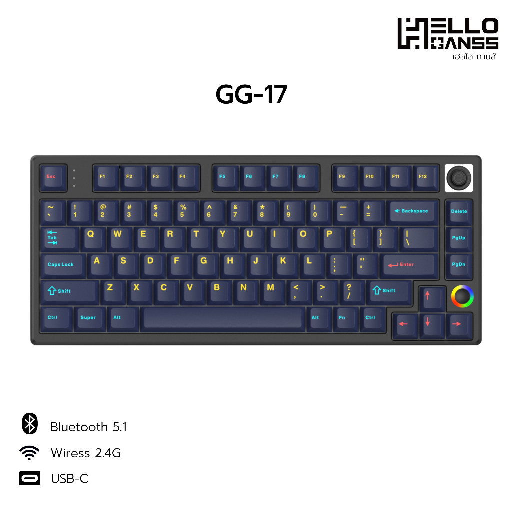 Bigpenguin Hello Ganss HS75T Hotswap RGB Bluetooth Keyboard Thai ...